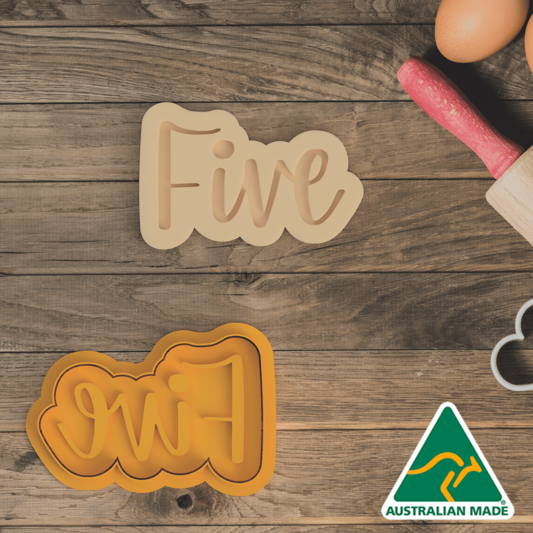 Five (Written) Cookie Cutter and Embosser Stamp